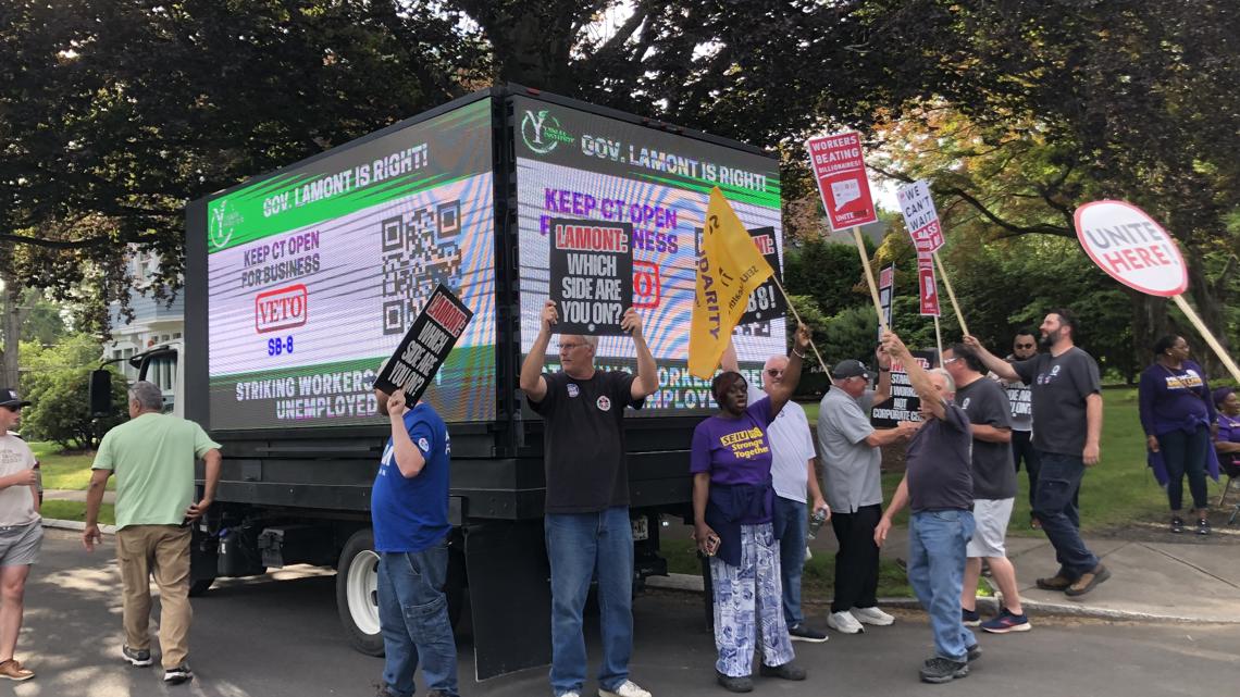 Protests from both sides in Connecticut over striking workers ...