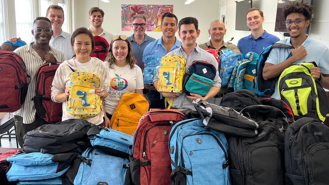 FCA students receive record donation of 370 backpacks | fox61.com