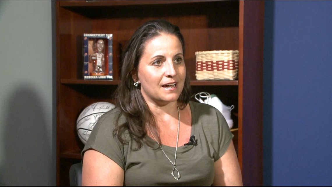 UConn legend and Connecticut Sun President Jennifer Rizzotti speaks on ...