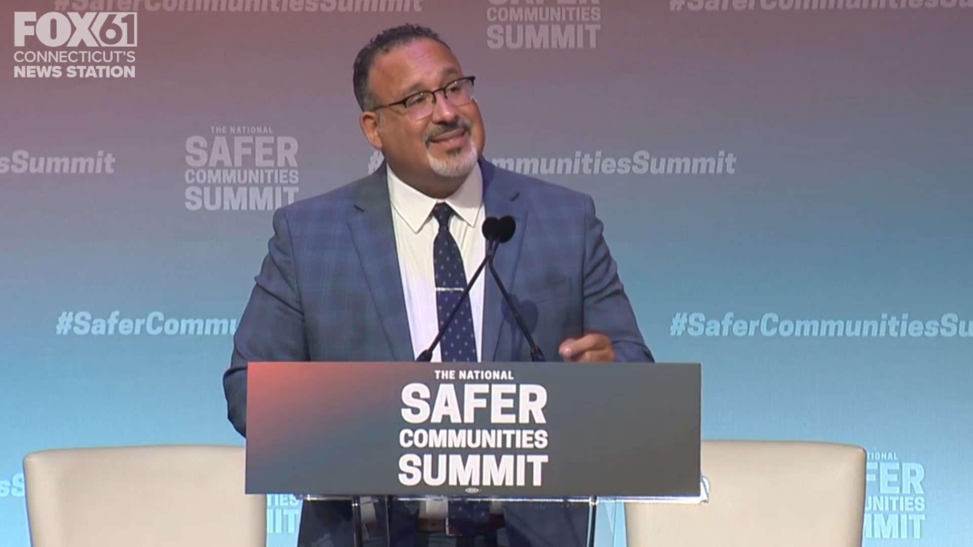 US Education Secretary Miguel Cardona speaks at National Safer ...