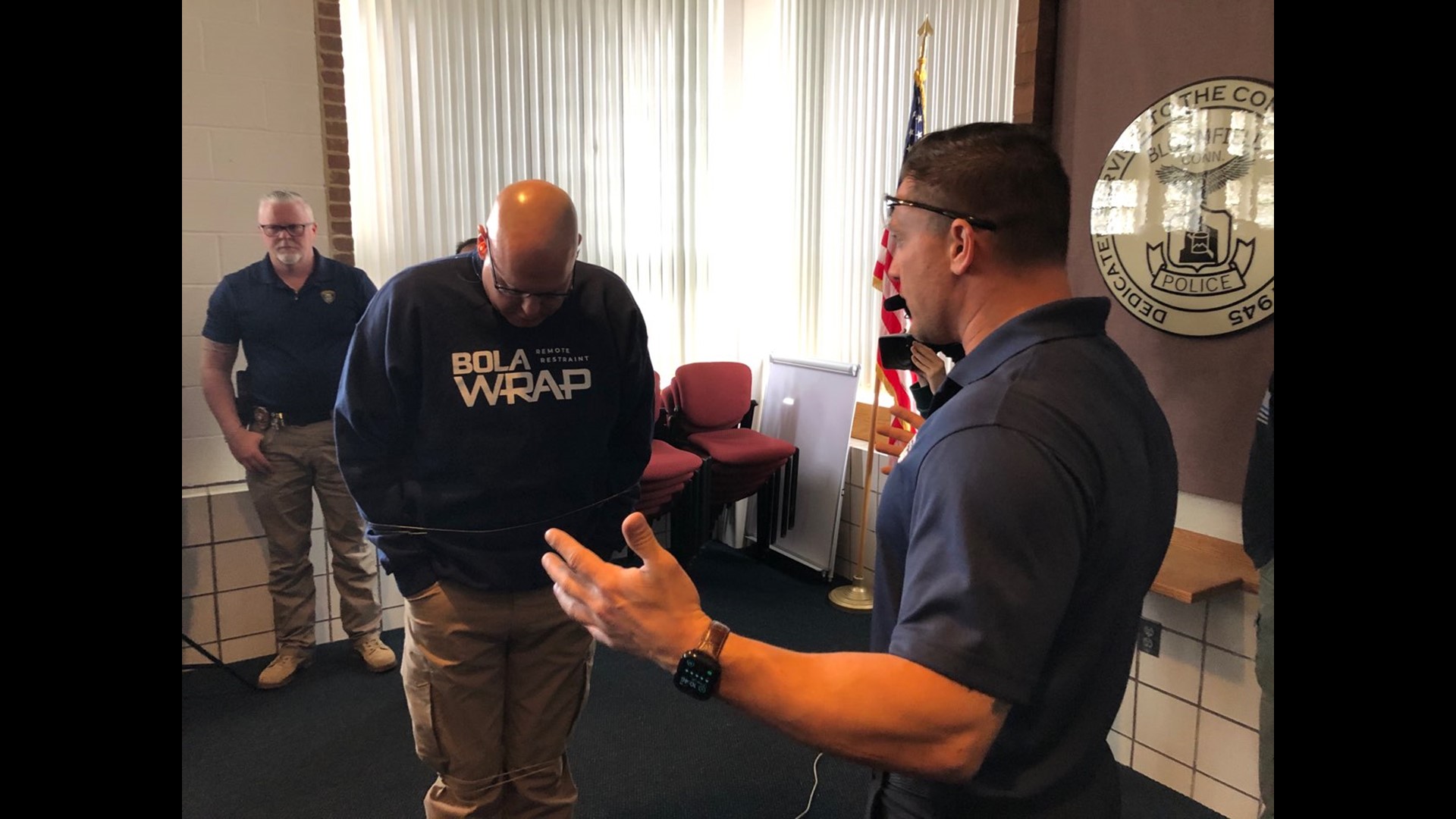 Area officers go hands on with Bola Wrap in Bloomfield | fox61.com