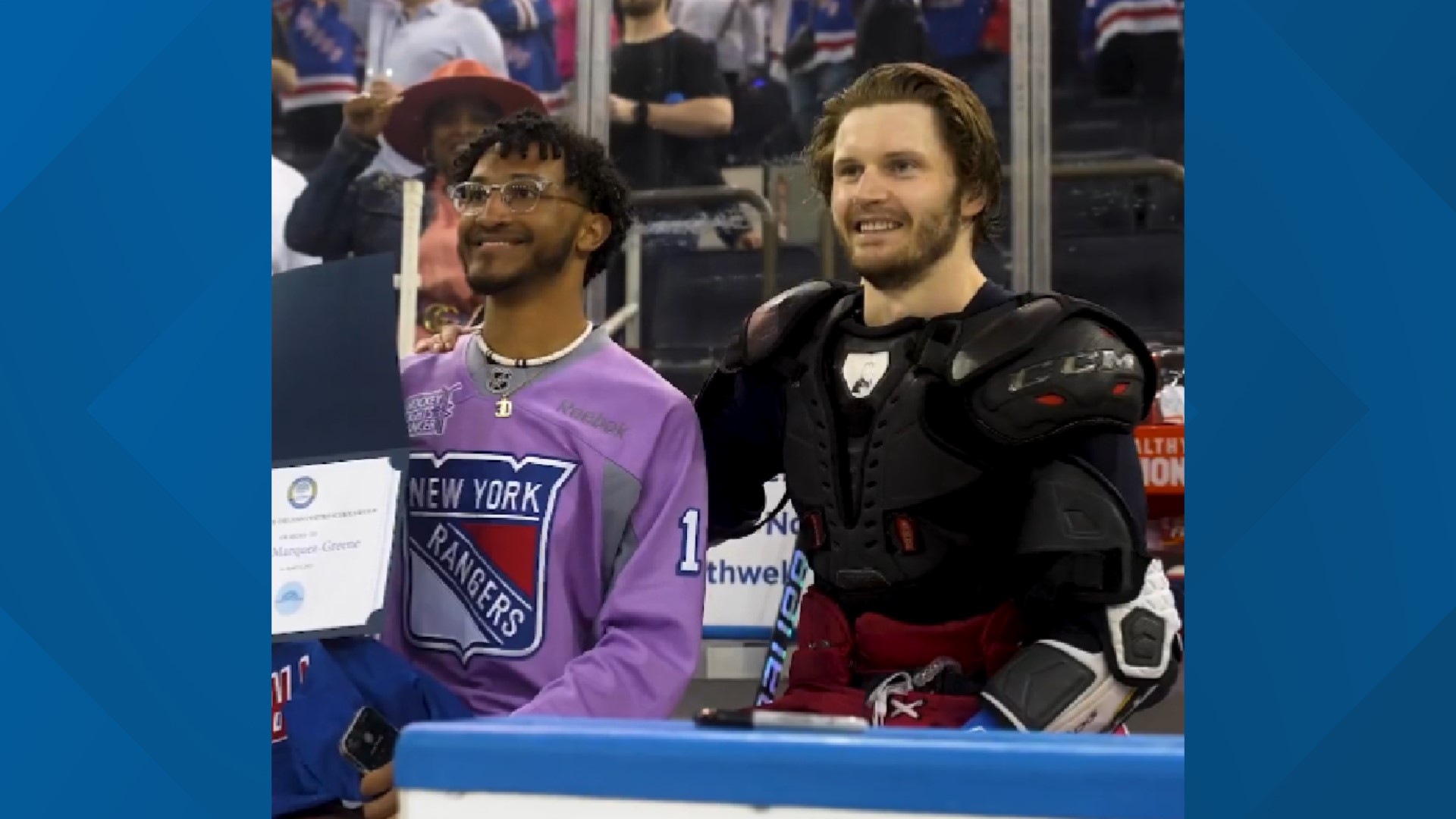 Sandy Hook survivor receives scholarship at NY Rangers game | fox61.com