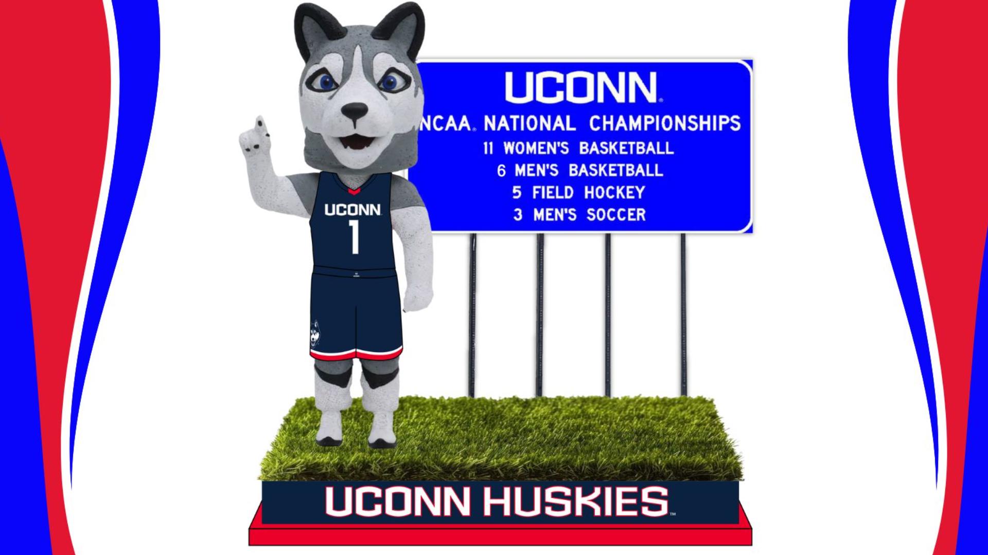 UConn national champions sign on I-84 depicted by new bobblehead ...