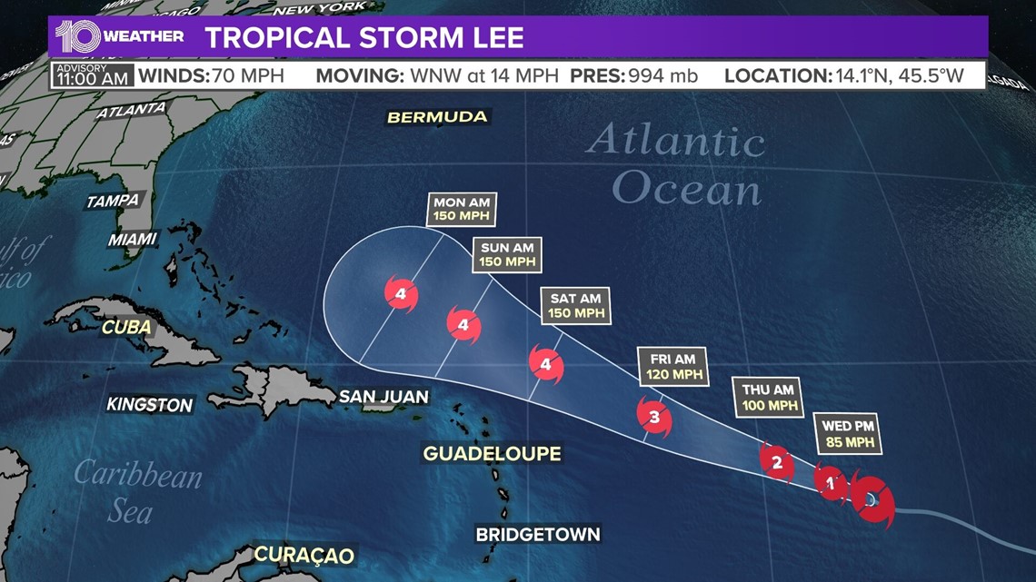 Tropical Storm Lee nears hurricane strength in the Atlantic | wthr.com