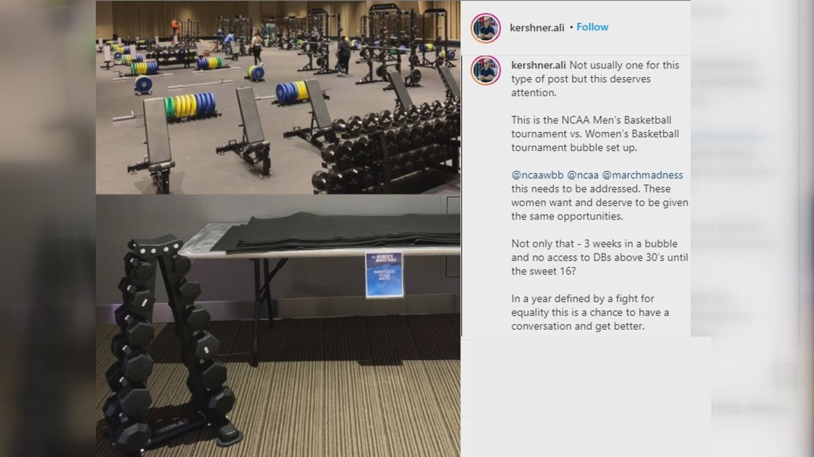 March Madness weight rooms show disparity between men, women | 10tv.com