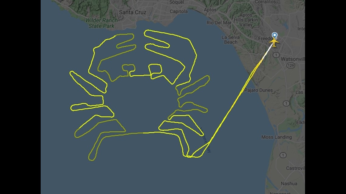 Pilot draws Maryland crab in sky using flight path tracker | fox43.com