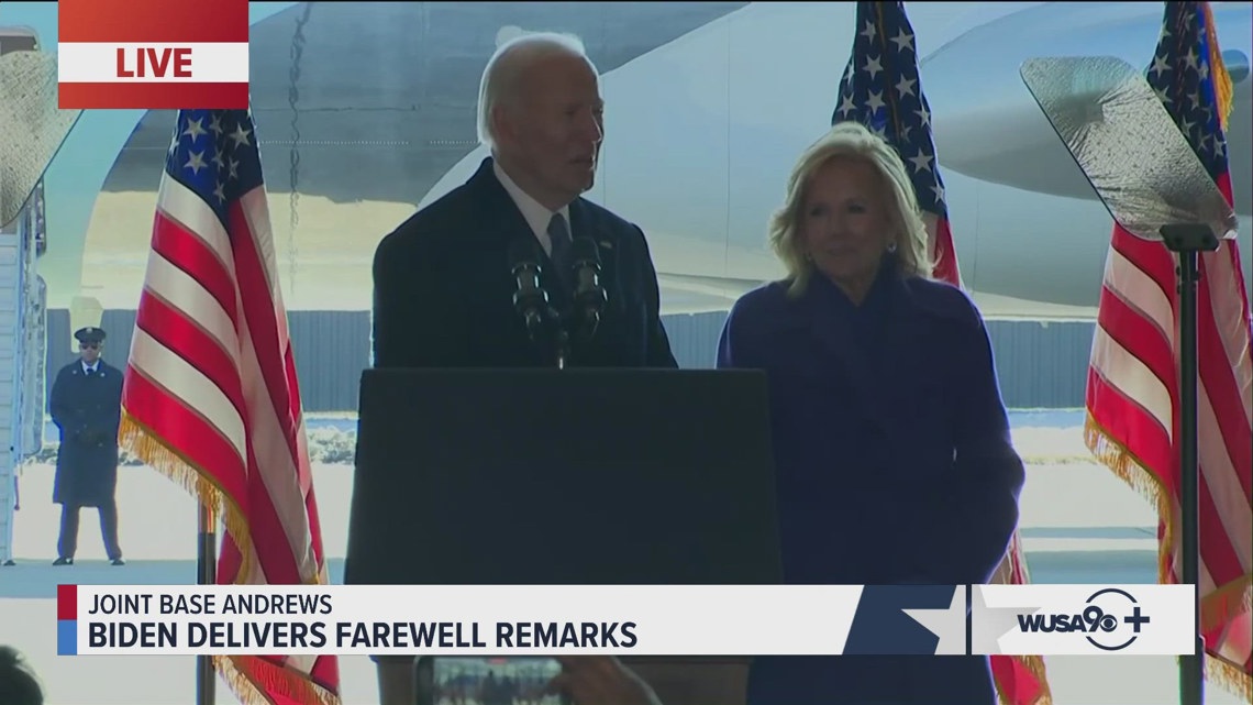 Former President Biden speaks from Joint Base Andrews in first post ...