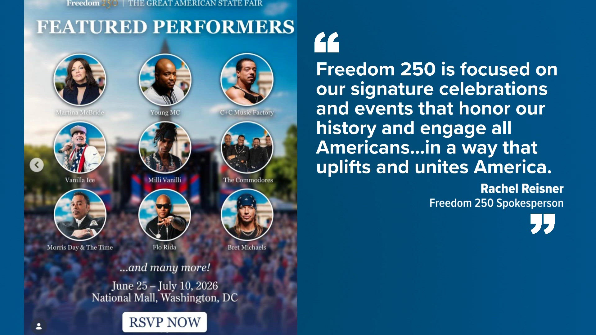 Freedom 250 music artists pull out, citing event partisanship | fox43.com