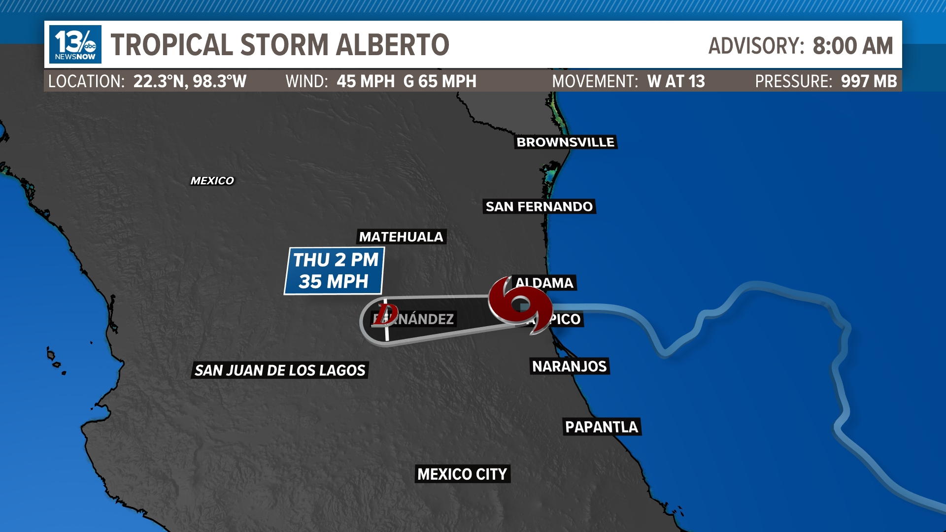 Path of Tropical Storm Alberto keeps it south of Corpus Christi | fox61.com