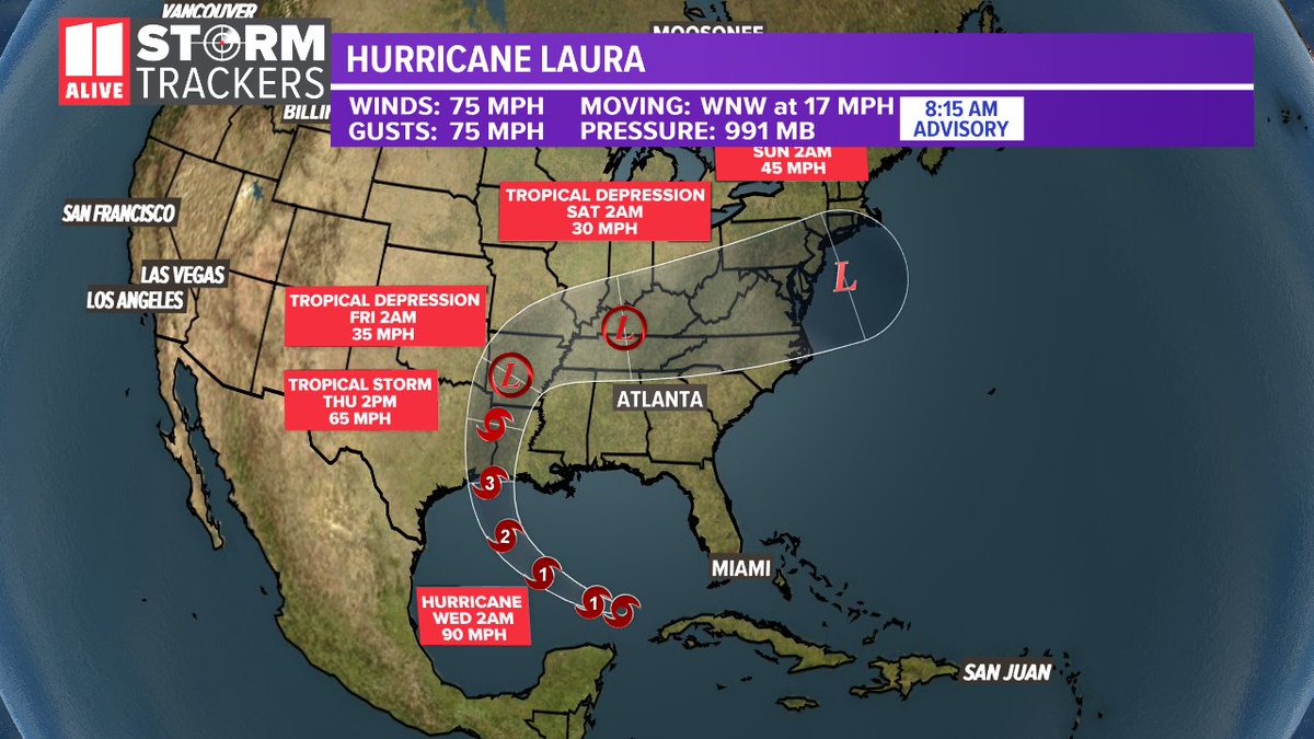 Tracking Hurricane Laura: Latest forecast for Texas, Louisiana ...