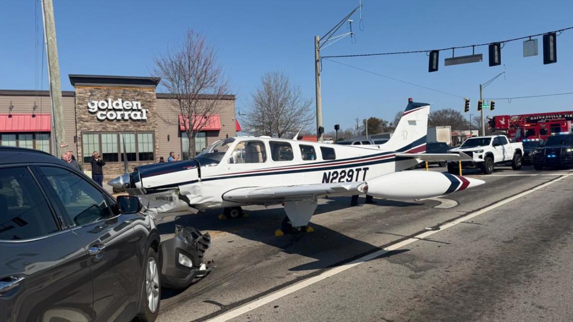 Small plane crashes into vehicles after emergency landing in Georgia ...