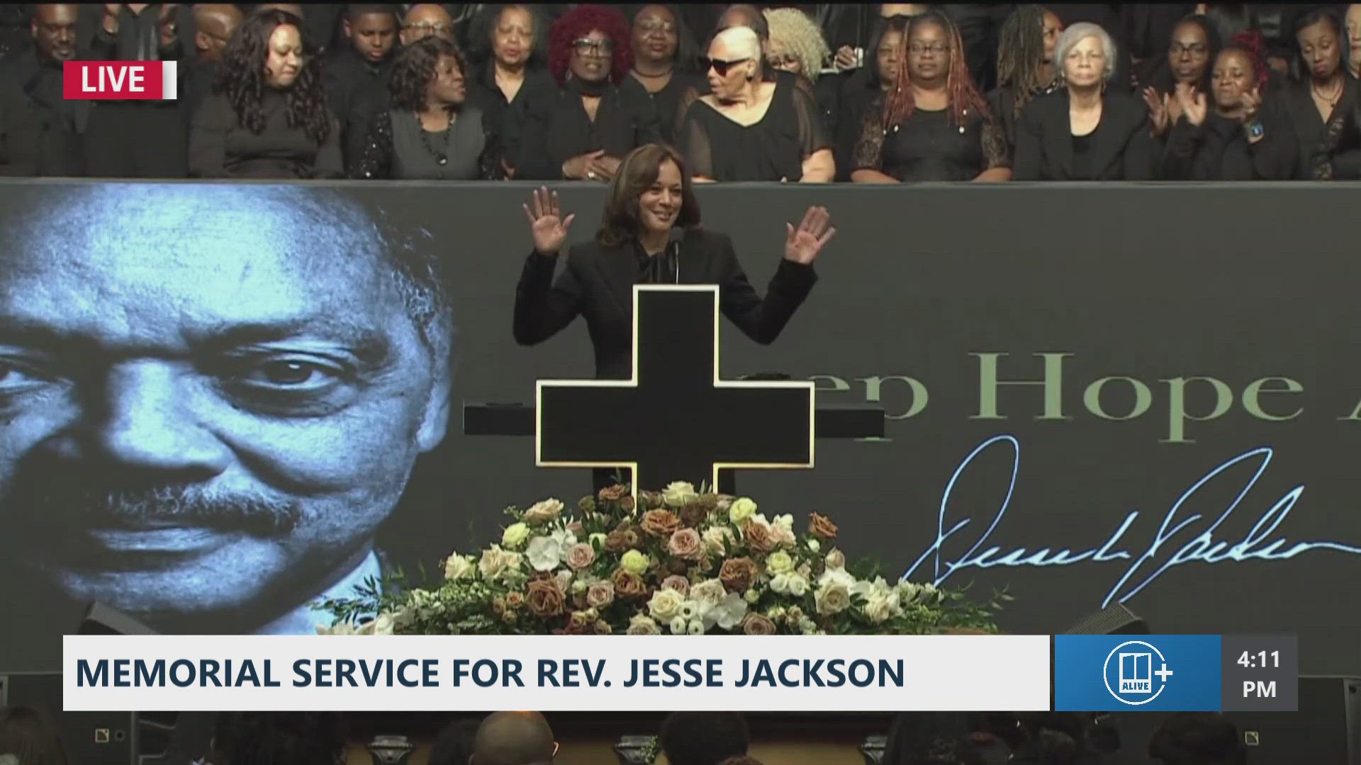 'We pray for you:' Former VP Kamala Harris speaks at Rev. Jesse Jackson ...