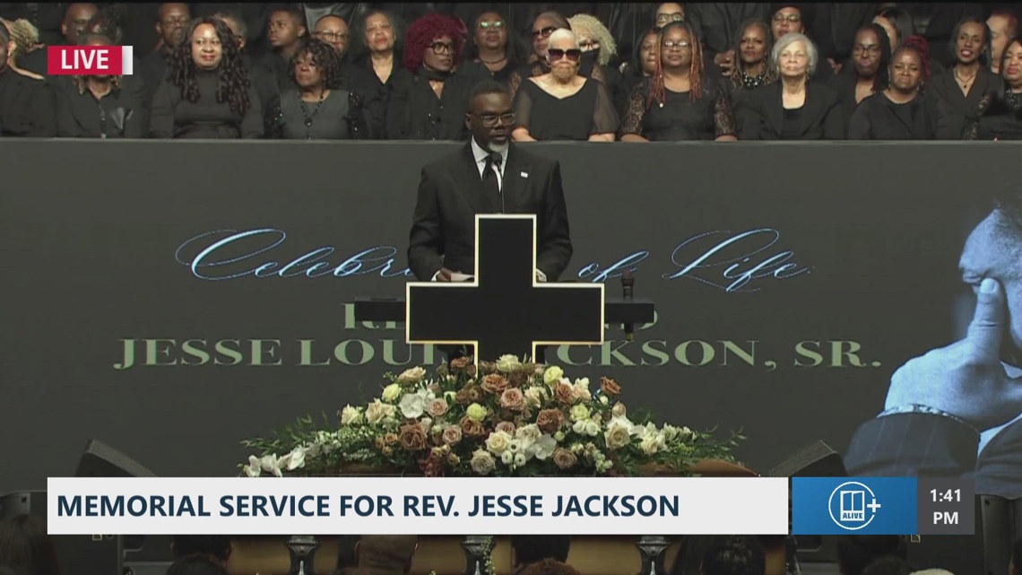 Mayor Brandon Johnson speaks at Jesse Jackson Sr. funeral in Chicago ...