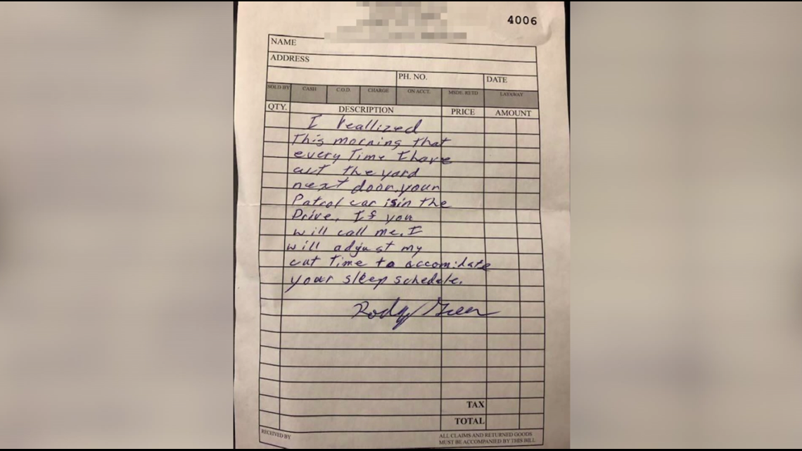 How a thoughtful note left for a police officer is inspiring thousands ...