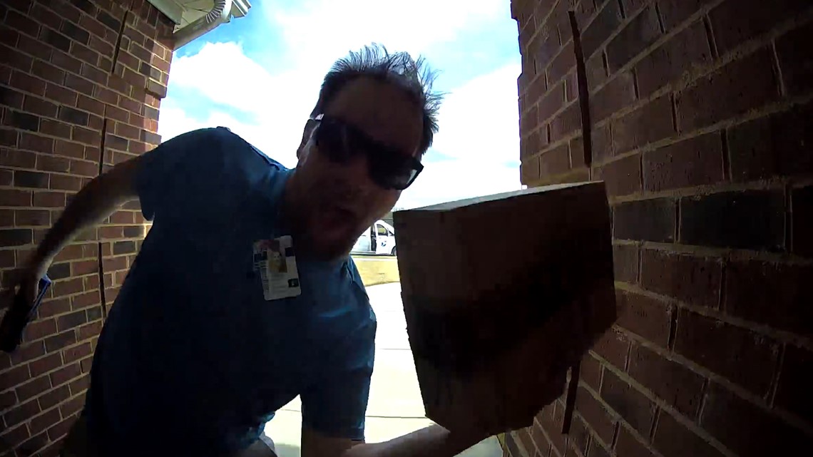 USPS delivery man shows off sweet moves on customer door cameras ...