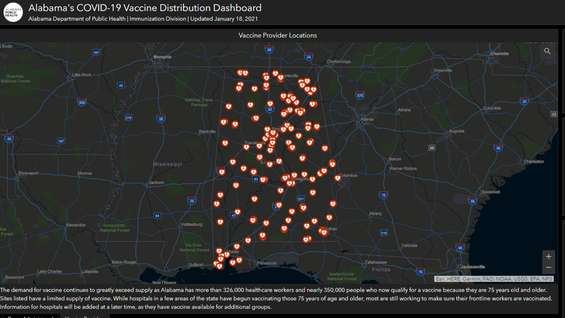 Alabama COVID-19 vaccine distribution site map | rocketcitynow.com