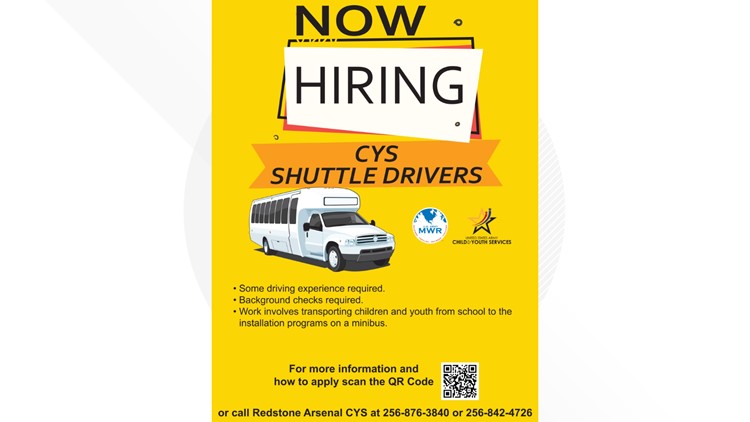 Redstone Arsenal is looking for a few good shuttle bus drivers ...