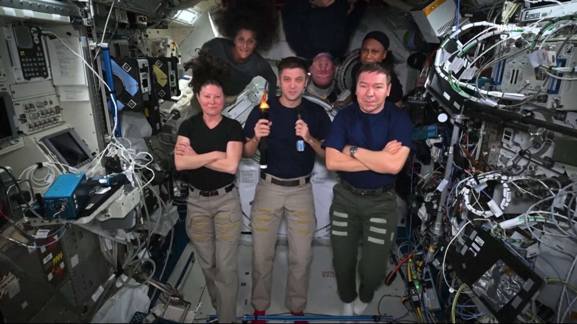 NASA Astronauts celebrate opening of Paris Olympic games from ...