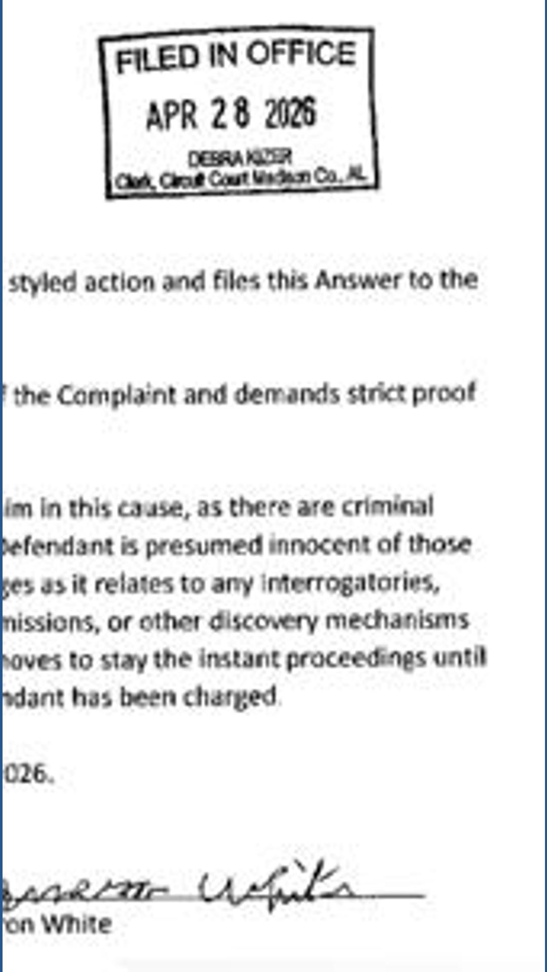 Cameron White enters formal denial of allegations in Huntsville church ...