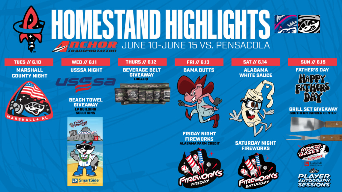 Rocket City Trash Pandas host 12-game homestand in June | rocketcitynow.com