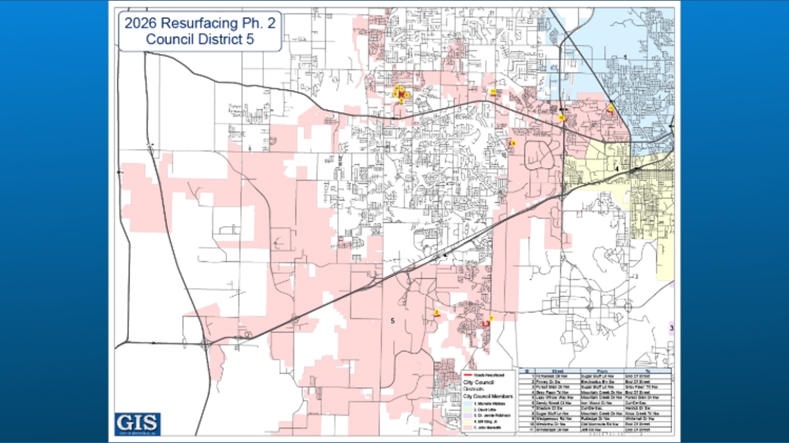 Road resurfacing planned for District 5 neighborhoods | rocketcitynow.com