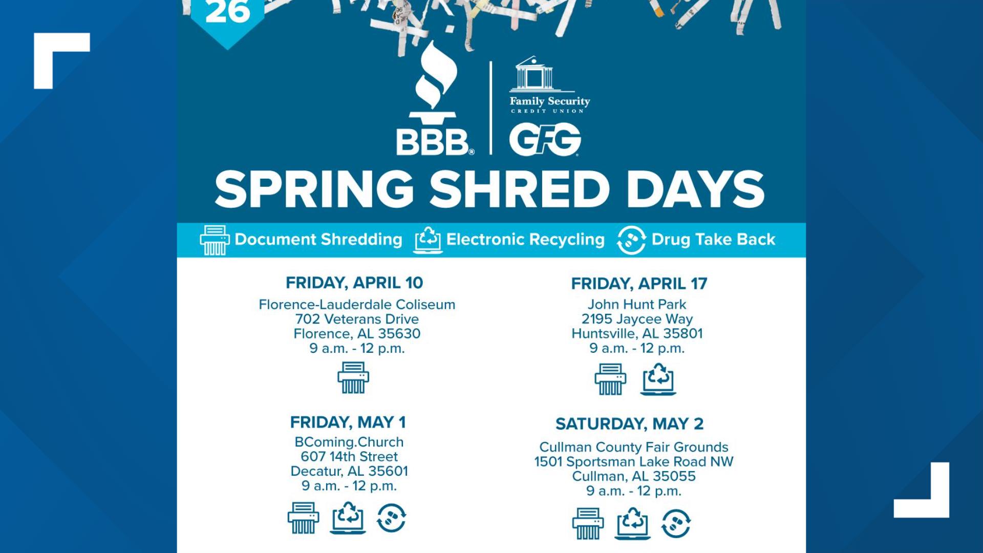 North Alabama hosts free Spring Shred Days across four cities ...