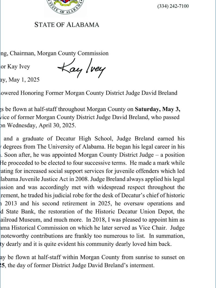 Governor asks Morgan County to fly flags at half-staff on Saturday to ...