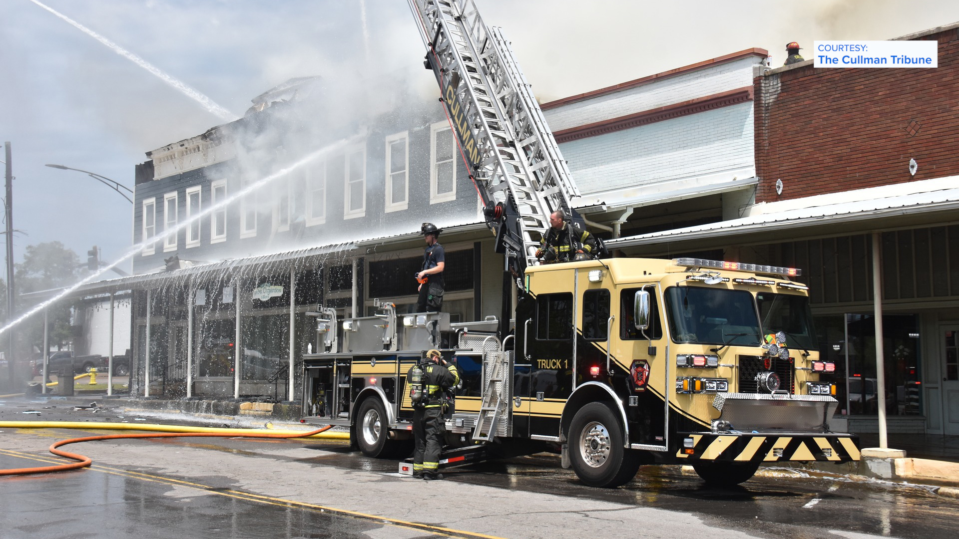 Crews battle fire at historic Stiefelmeyer Building in Cullman ...