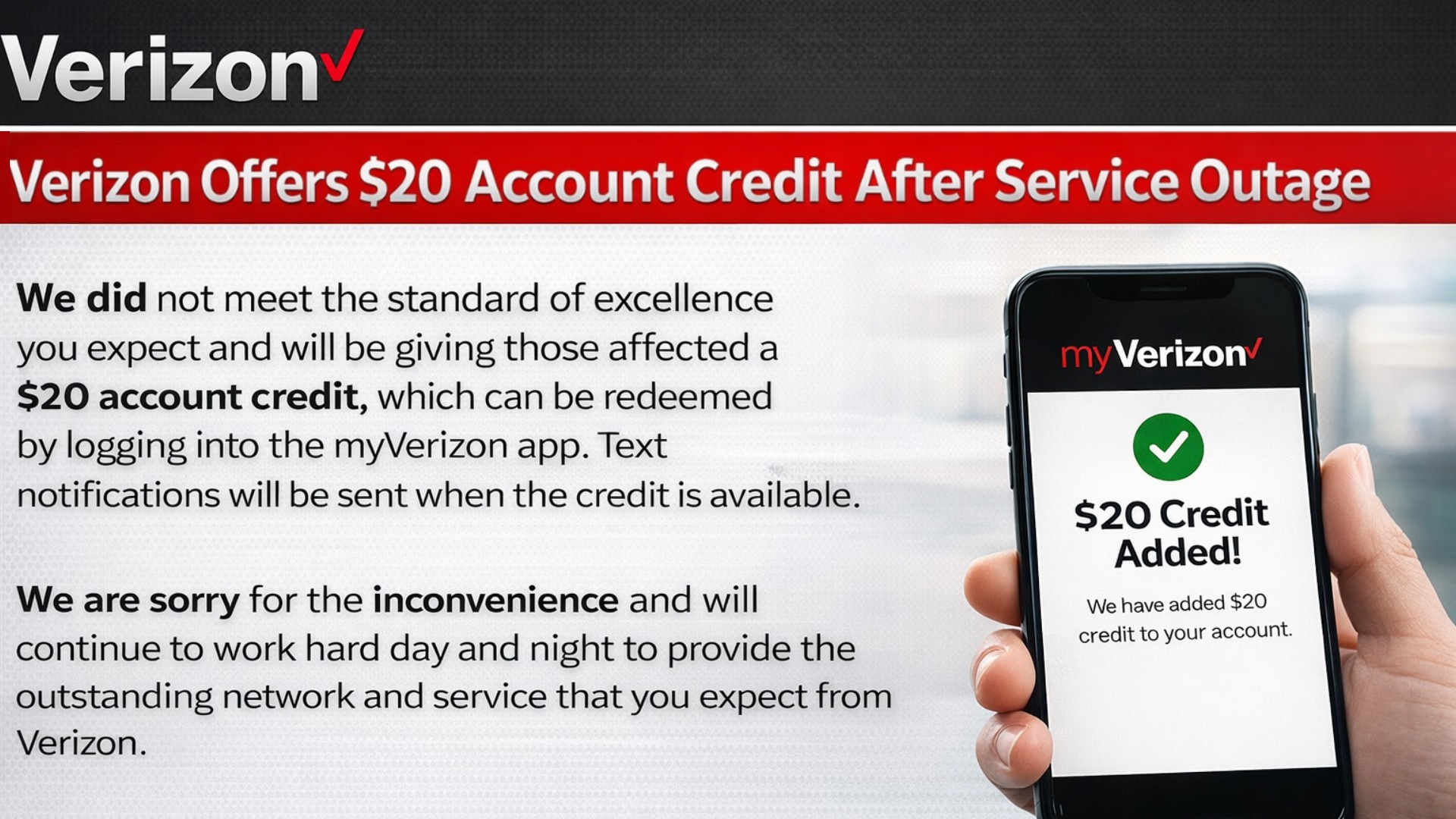 Verizon offers $20 credits to customers for disruptive network outage ...