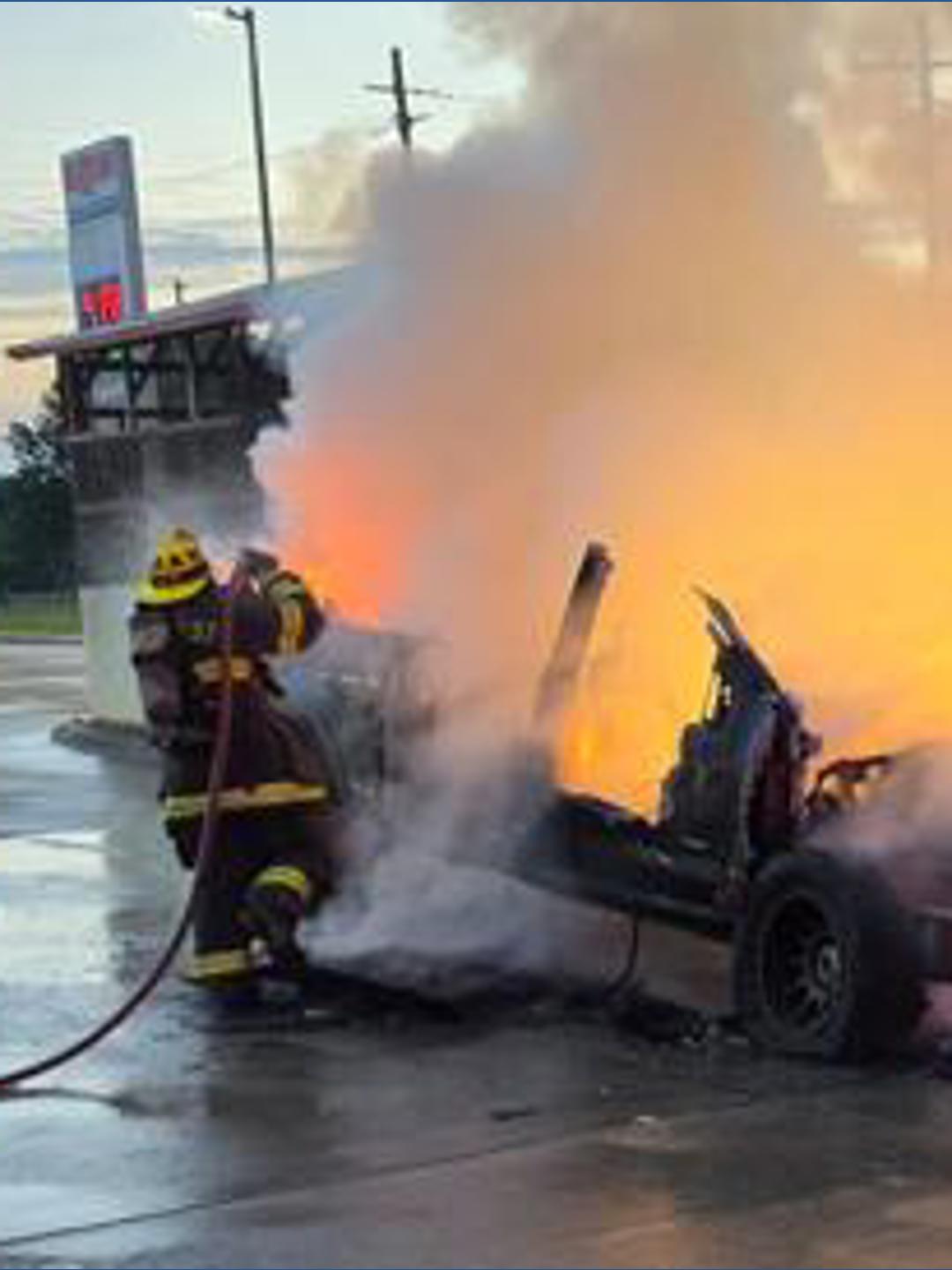 Firefighters contain vehicle fire at Harvest gas station ...