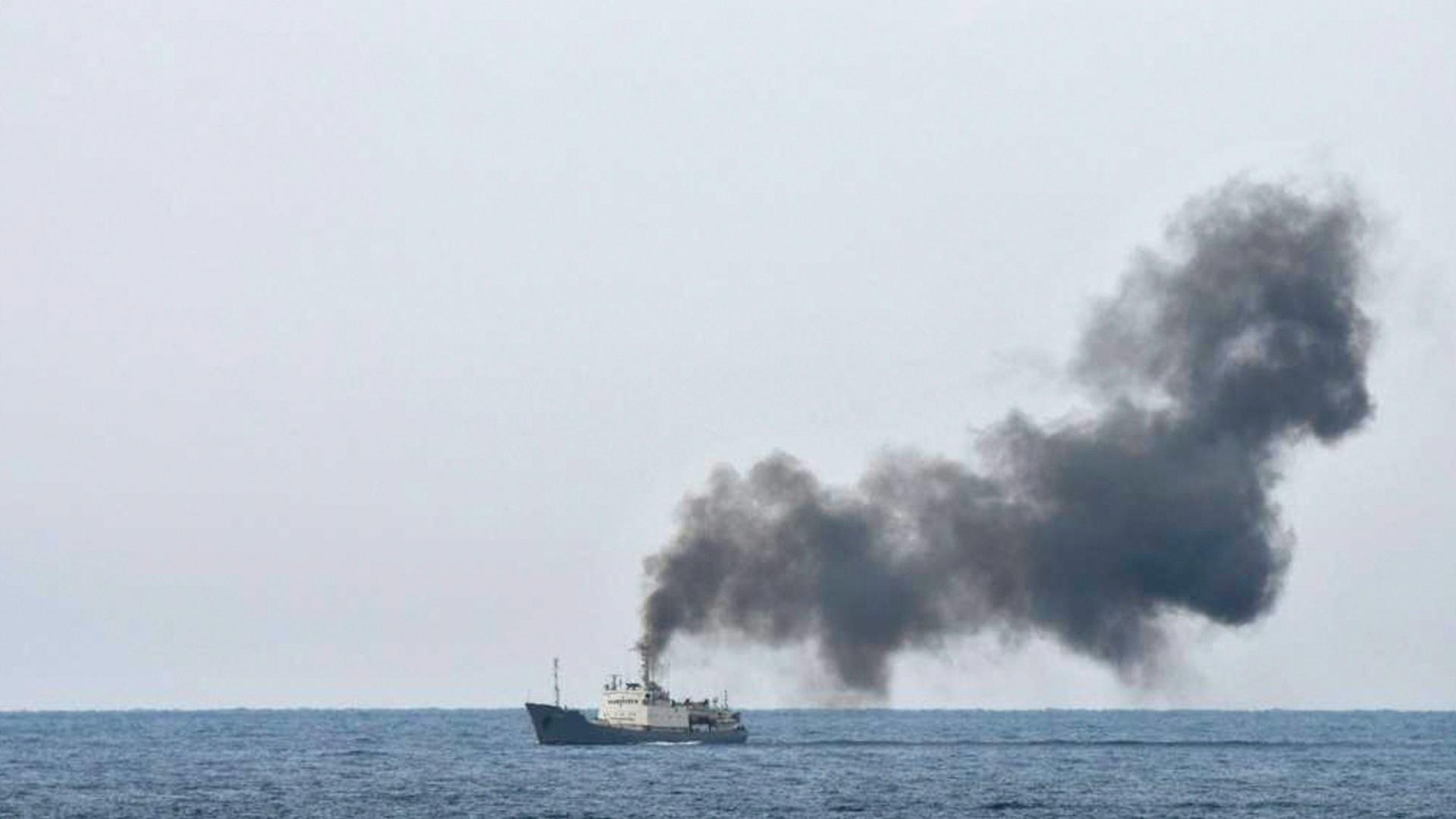 A Russian spy ship caught fire off Syria's coast. Here's audio of its ...