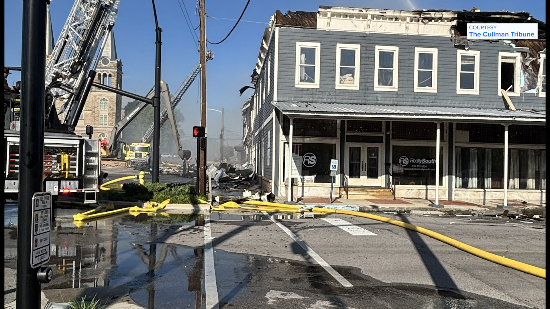 Crews battle fire at historic Stiefelmeyer Building in Cullman ...