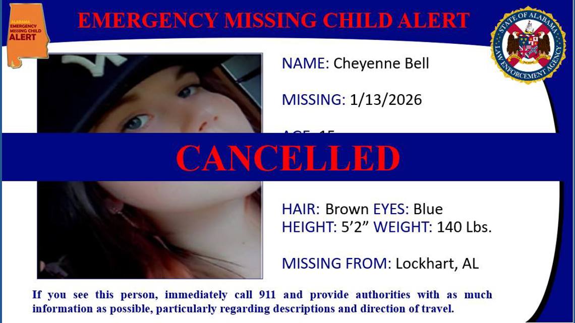 UPDATE: ALEA cancels missing person alert for 15-year-old ...