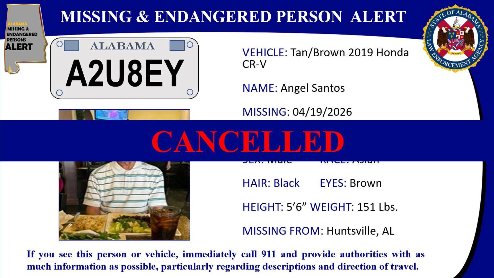 ALEA cancels missing person alert for 73-year-old man in North Alabama ...