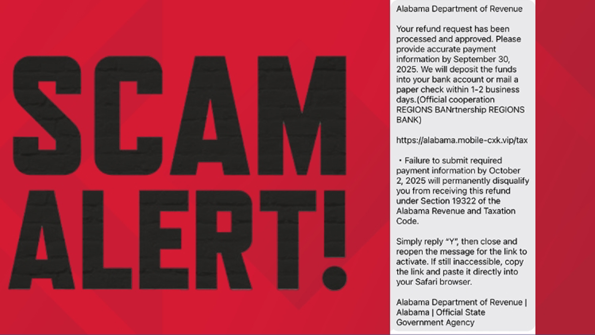 Alabama warns of fake refund text scams | rocketcitynow.com