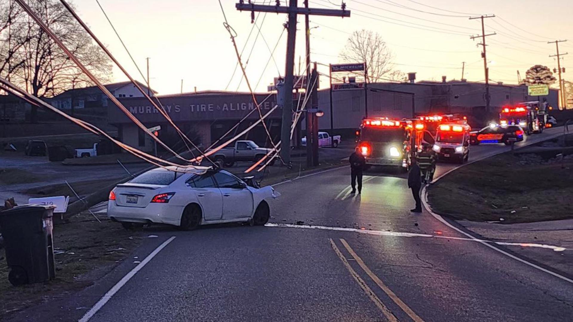 Crash takes down power lines, closes E. Lawrence Street in Russellville ...
