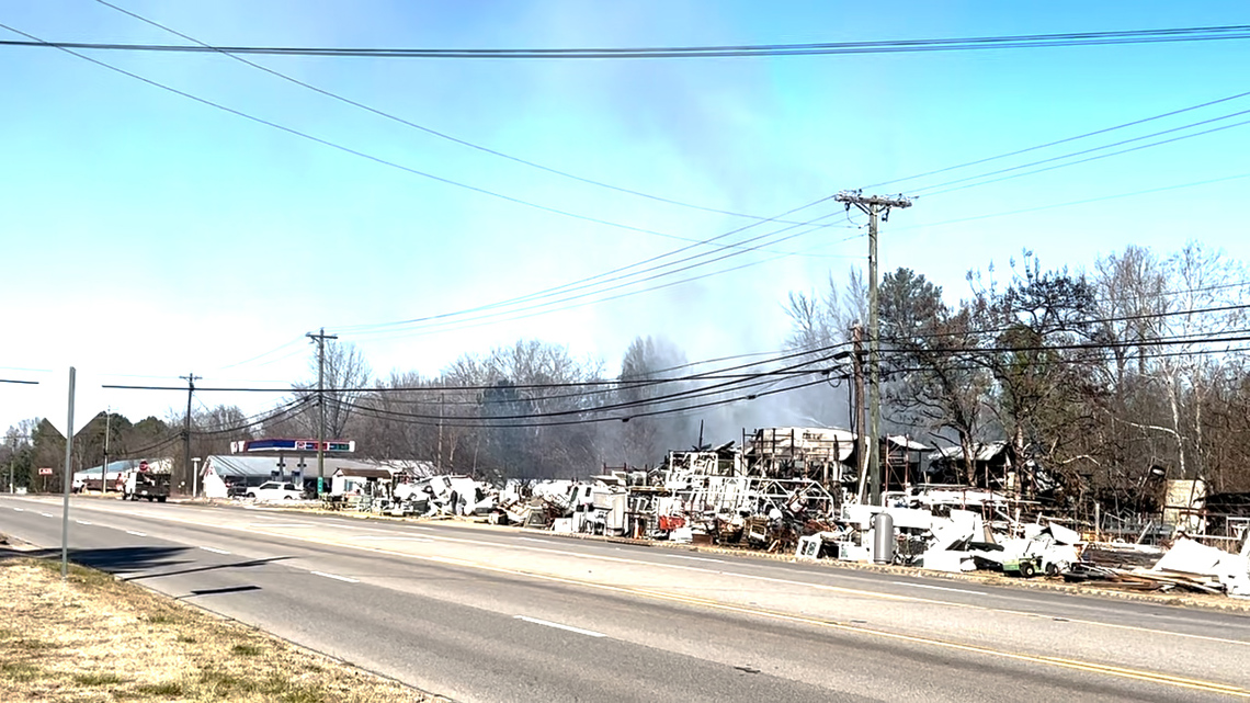 Smoke visible at Morgan City Salvage day after fire levels building ...