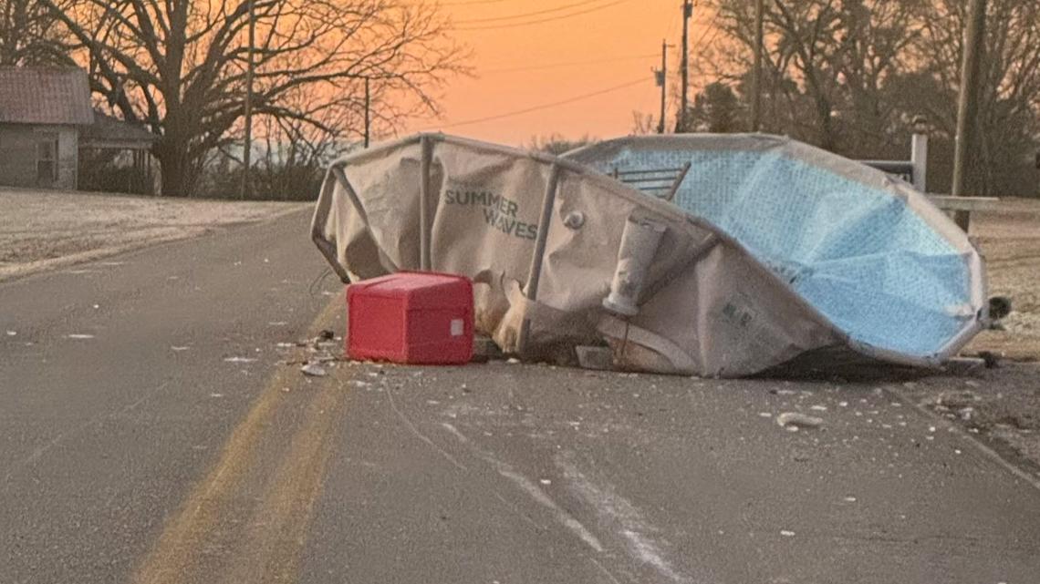 Above-ground pool full of trash blocks road in Morgan County ...