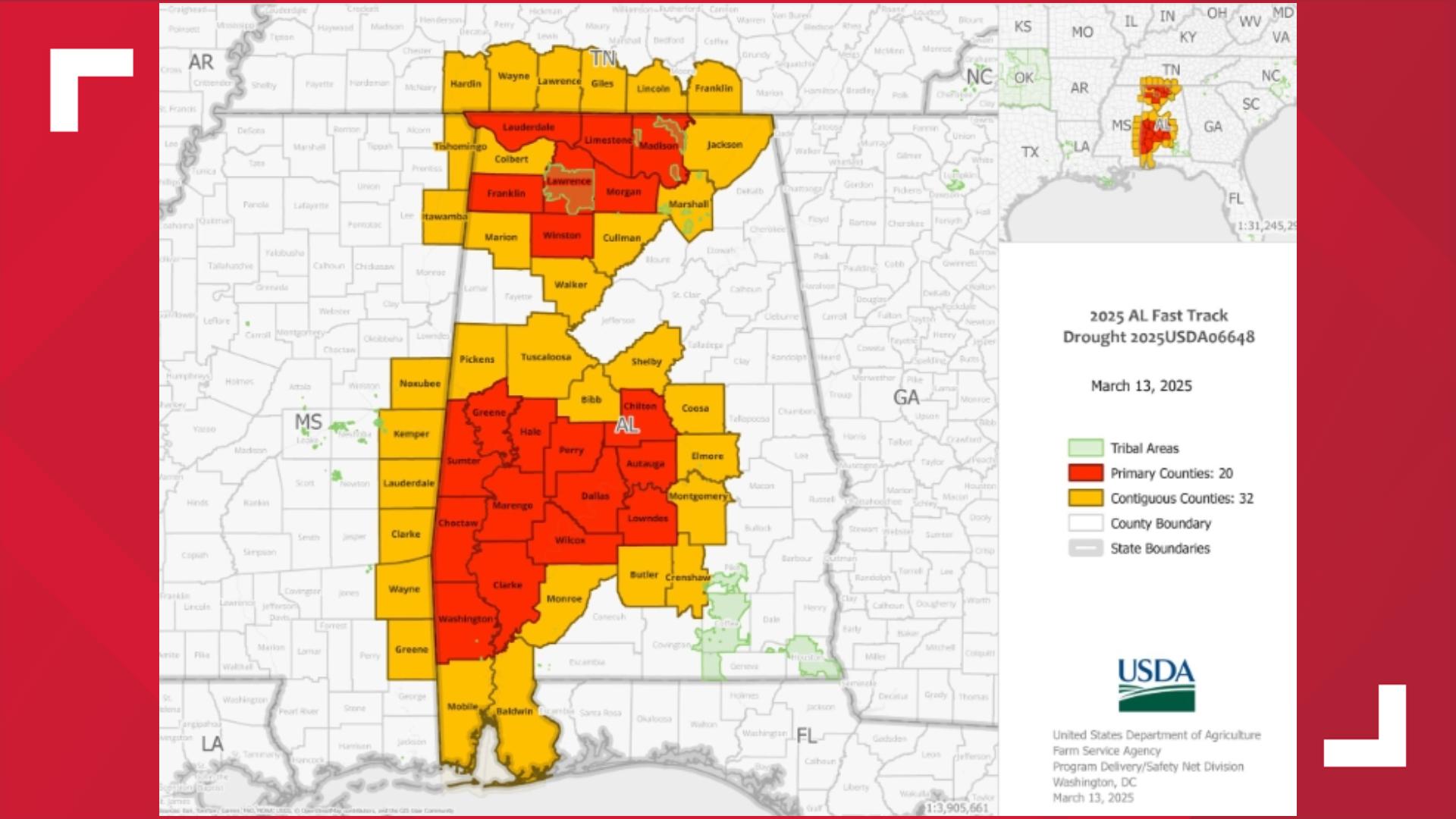 Twenty counties in Alabama receive USDA drought disaster designation ...